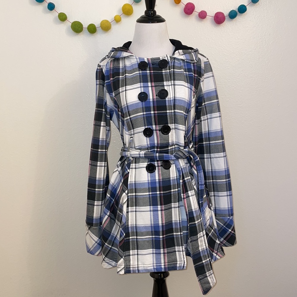 Self Esteem Plaid Double Breasted Trench - Gem